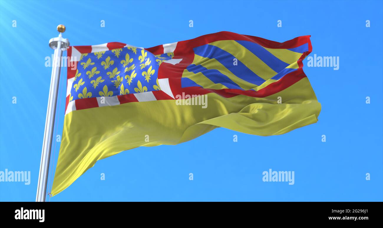 Flag of Cote-d'Or in Bourgogne-Franche-Comte region, France. 3d ...