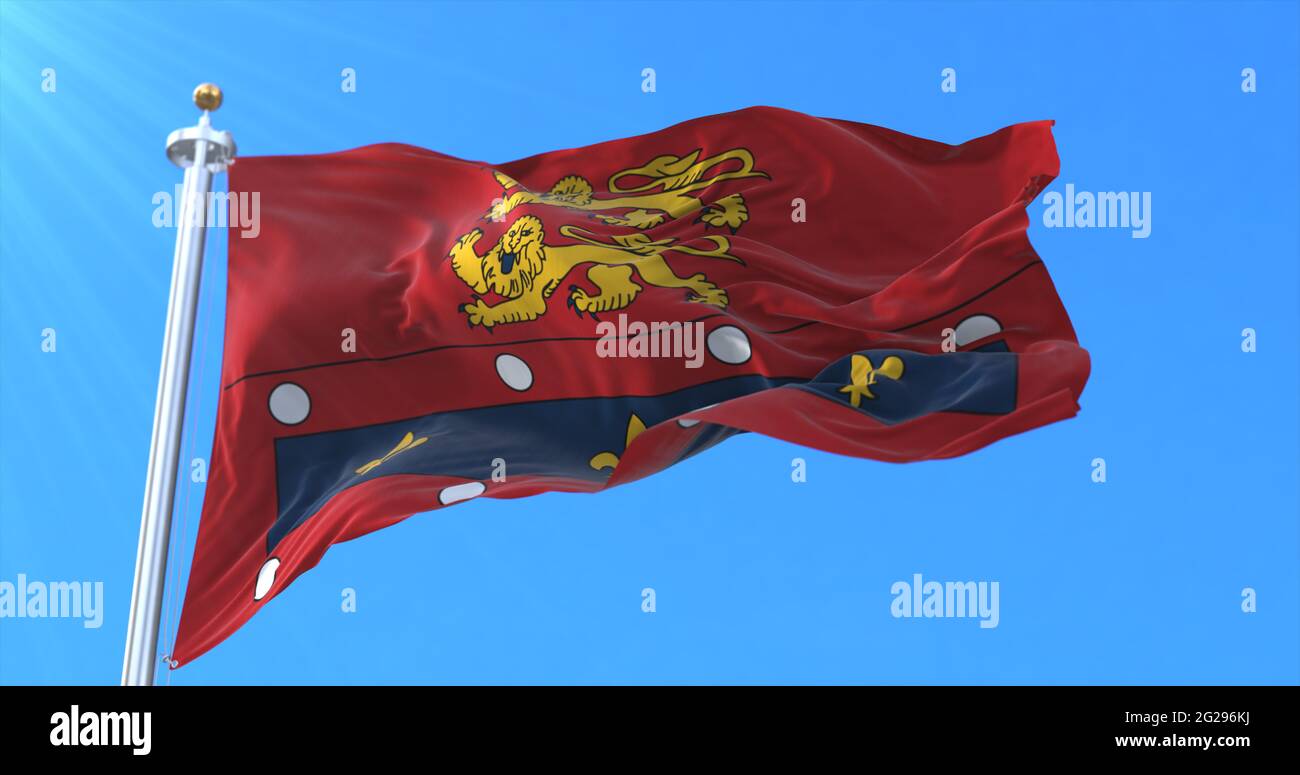 Flag of department of Orne in Normandy region, France. 3d rendering ...