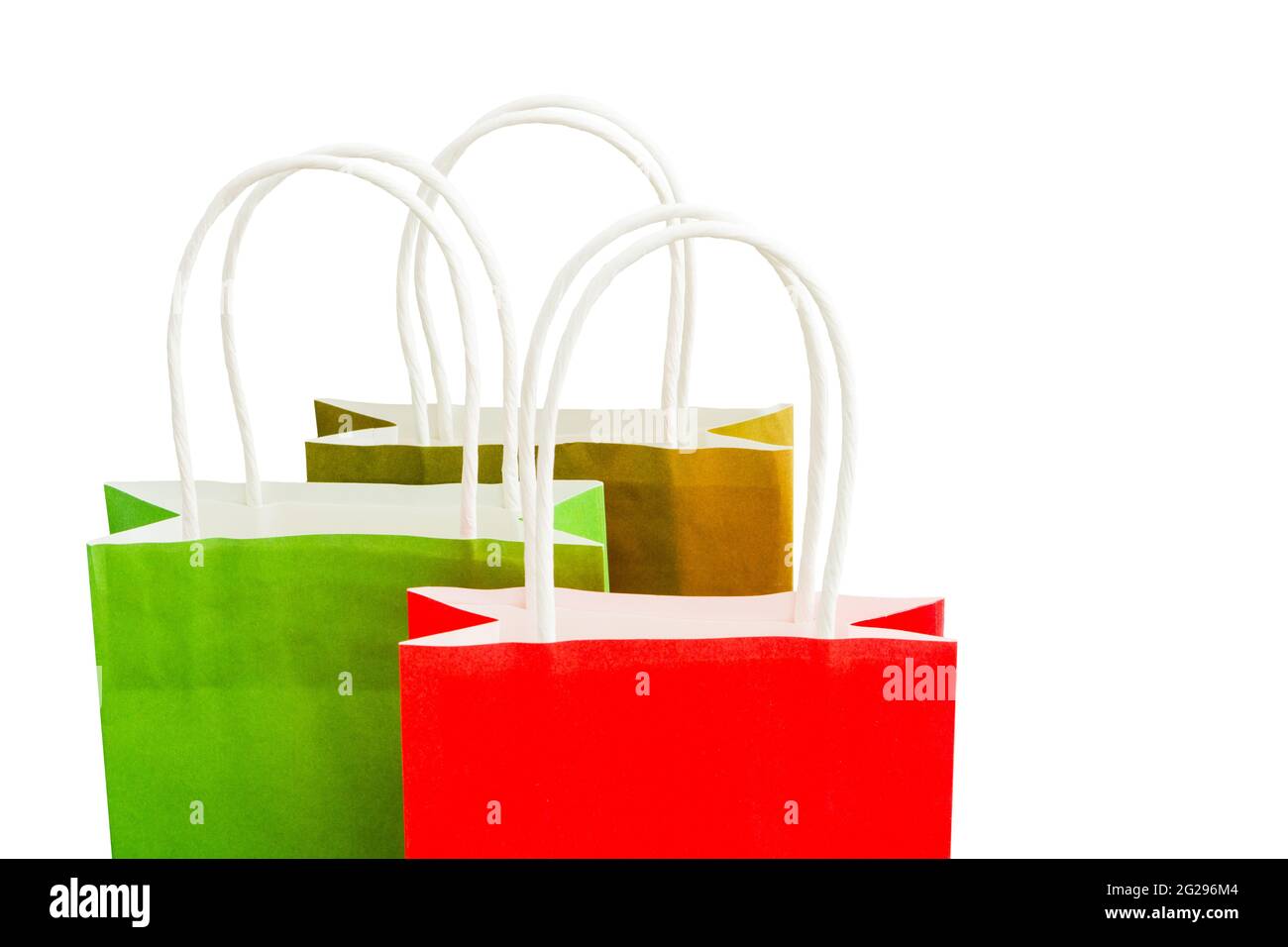 Three colorful shopping paper bags isolated on white background Stock ...