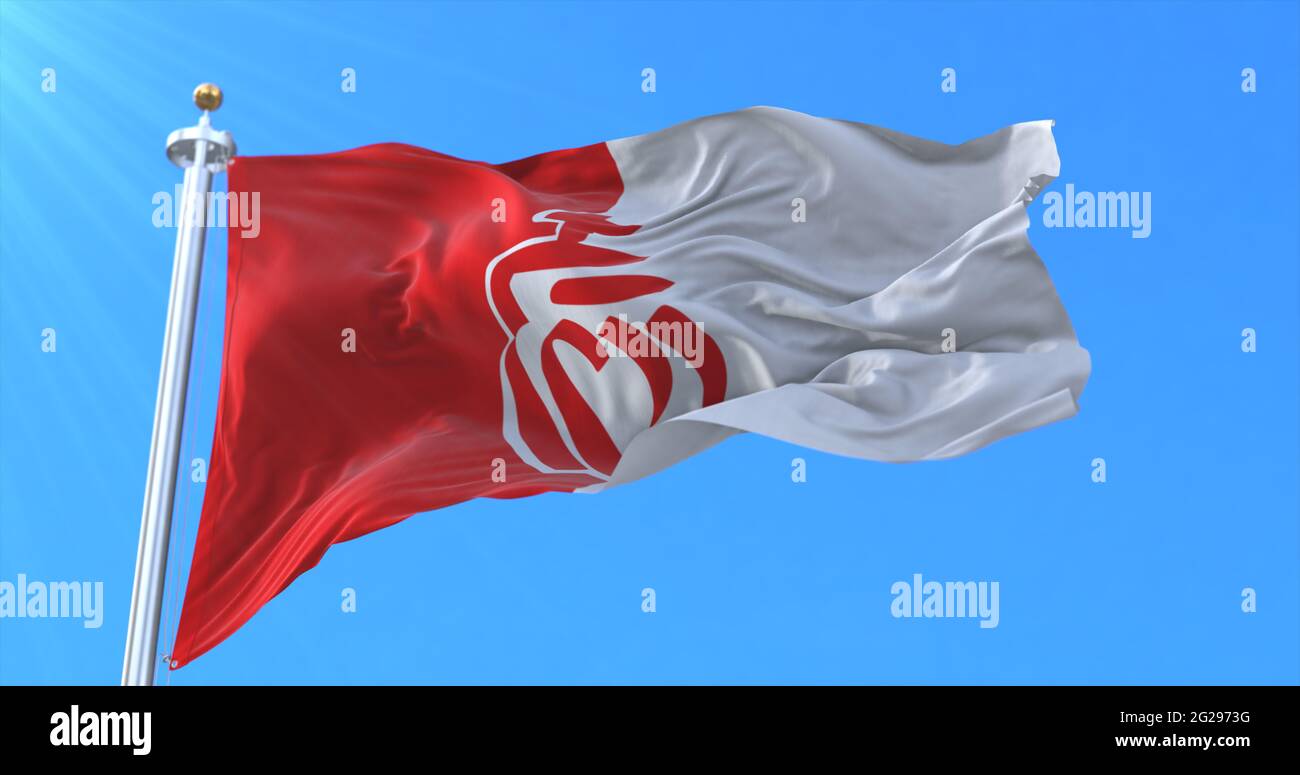 Flag of Vendee in the region of Pays de la Loire, France. 3d rendering ...