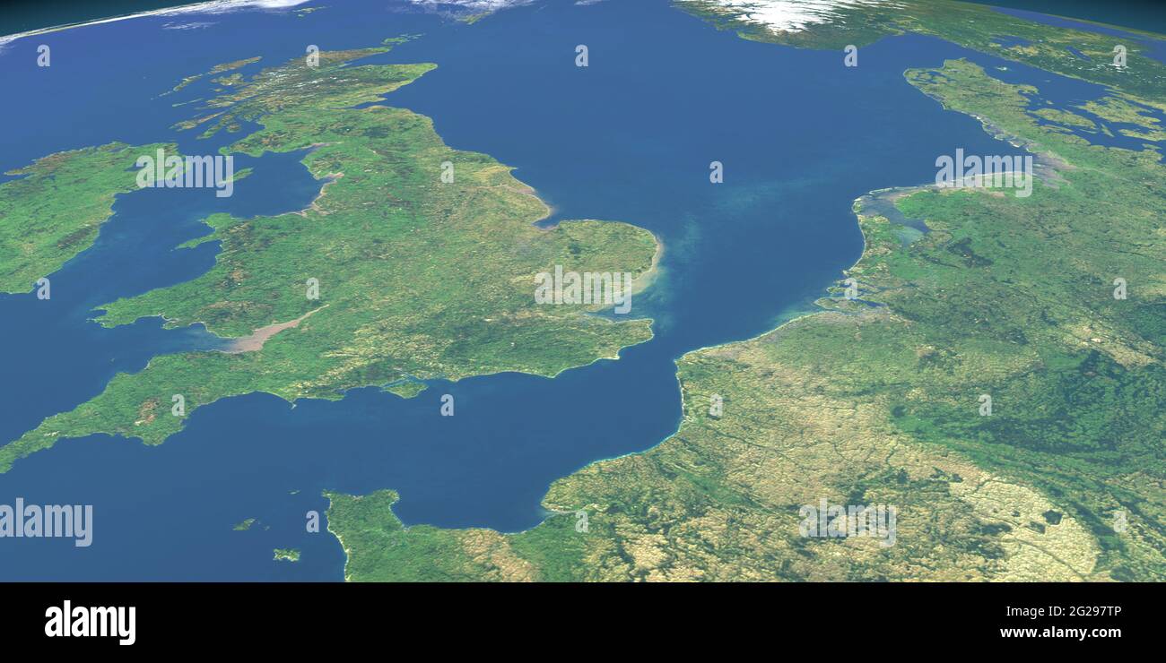 English Channel in planet earth, aerial view from outer space Stock ...
