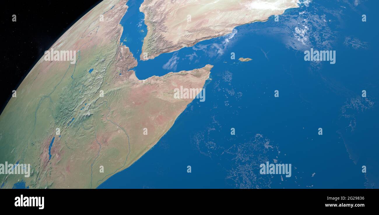 Gulf of Aden in planet earth, aerial view from outer space Stock Photo ...