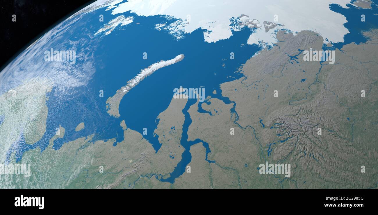 Kara Sea in planet earth, aerial view from outer space Stock Photo - Alamy