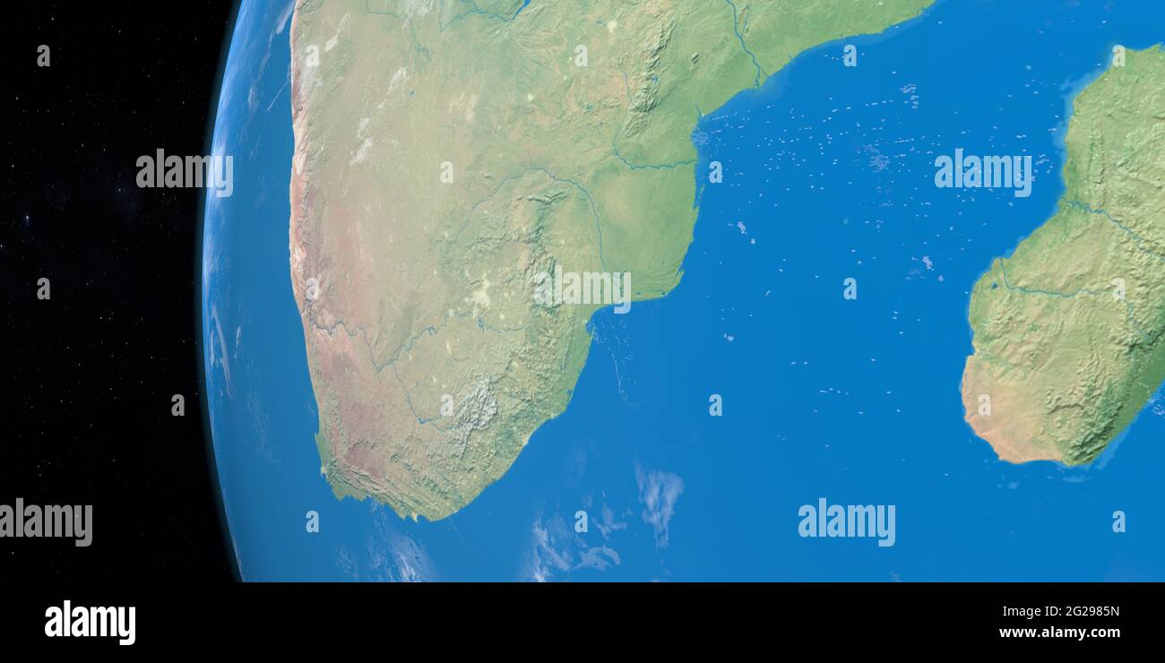 The Drakensberg in planet earth, aerial view from outer space Stock ...