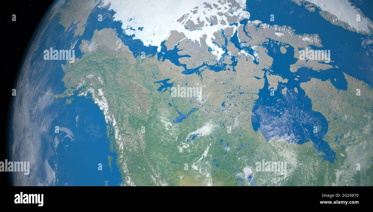 Northwest Passage in planet earth, aerial view from outer space Stock ...