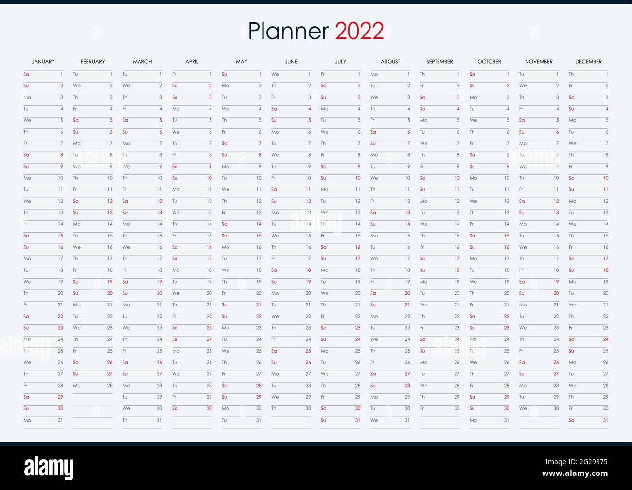 Planner Calendar For 2022 Wall Organizer Yearly Planner Template 