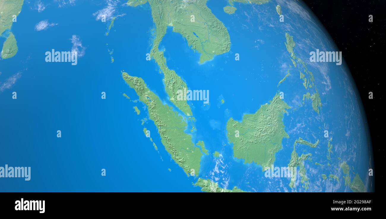 Strait of Malacca in planet earth, aerial view from outer space. 3d ...