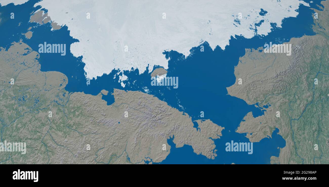 East Siberian Sea in planet earth, aerial view from outer space Stock ...