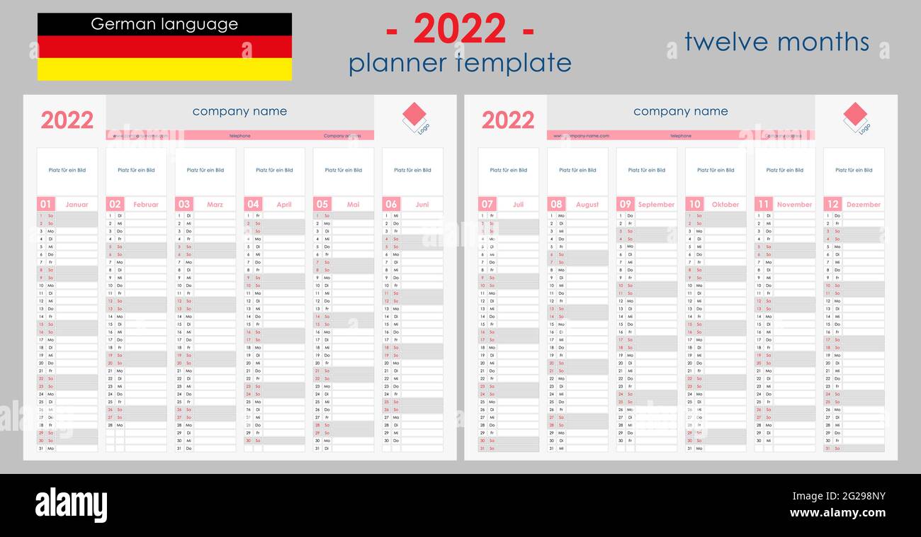 2022 Planner Calendar. Wall organizer, yearly planner template. Vector ...