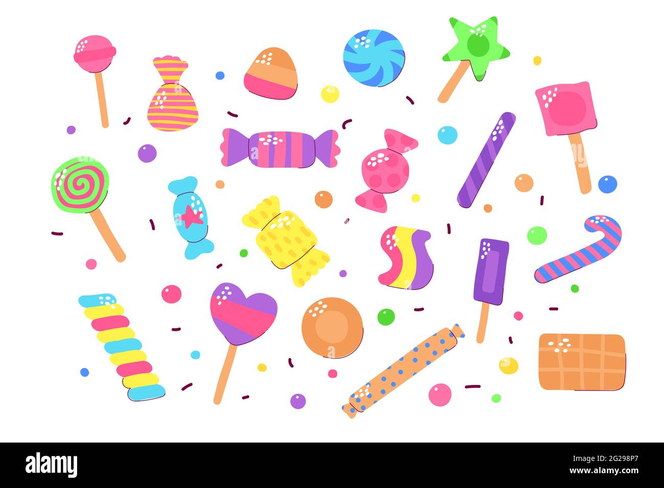 Cute multicolored candy set. Sugar Sweets isolated on white background ...