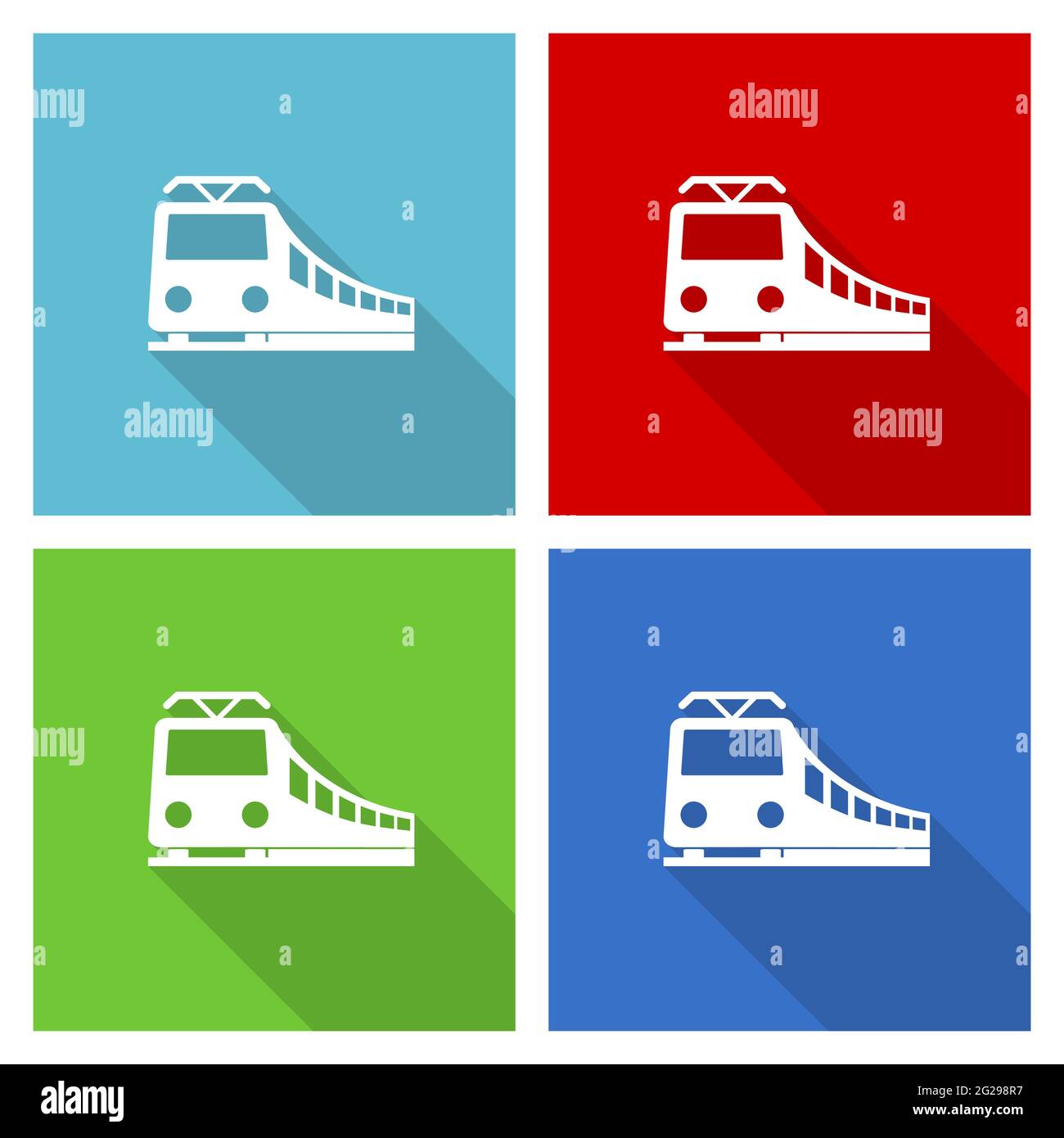 Train, railway, transportation icon set, flat design vector ...