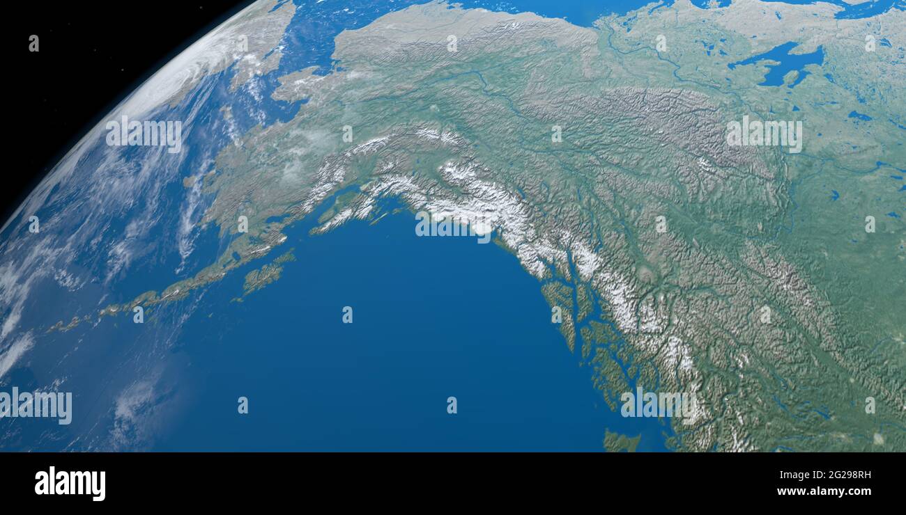 Gulf of Alaska in planet earth, aerial view from outer space Stock ...
