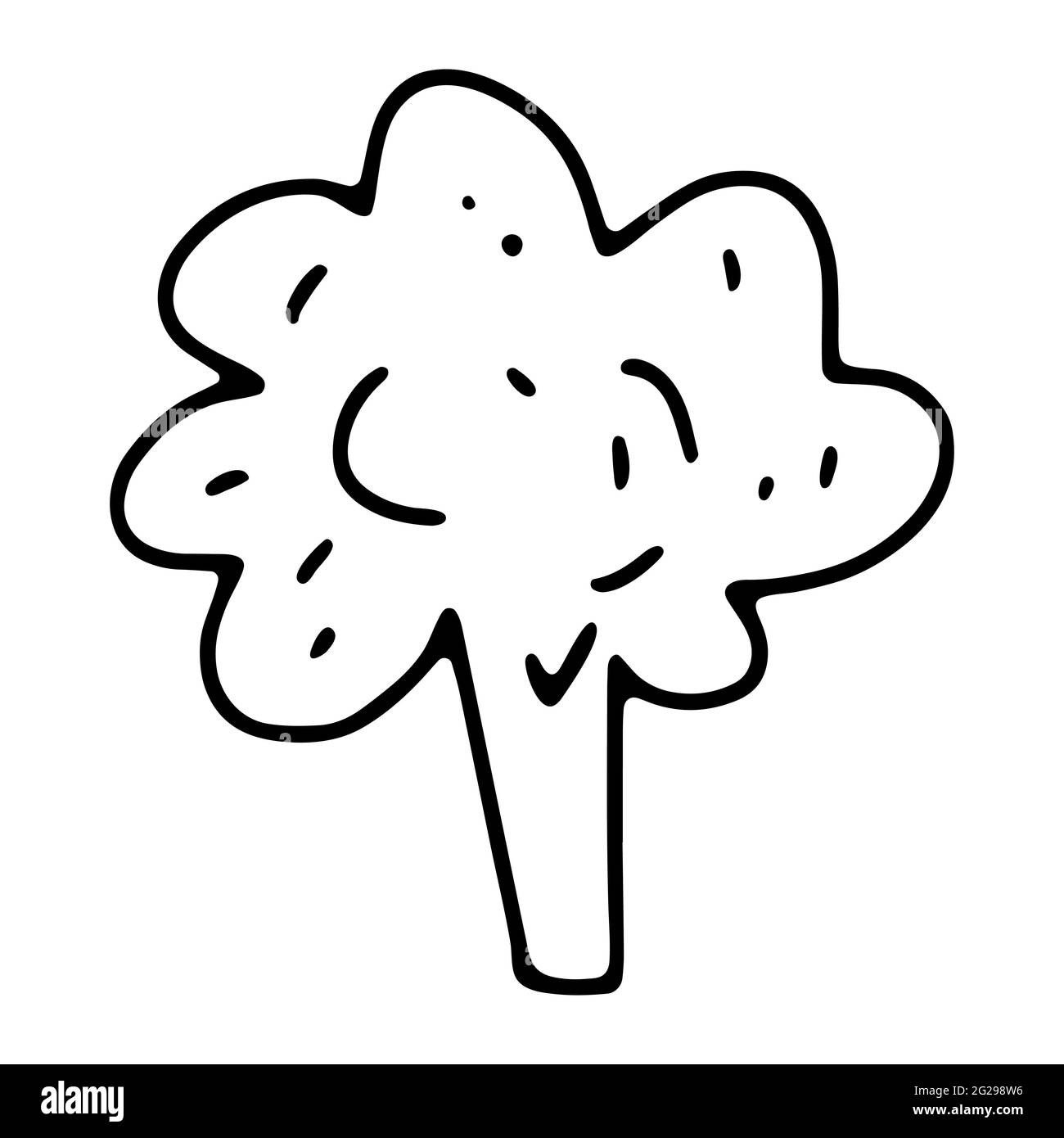 Doodle broccoli. Outline broccoli isolated on white background. Hand ...