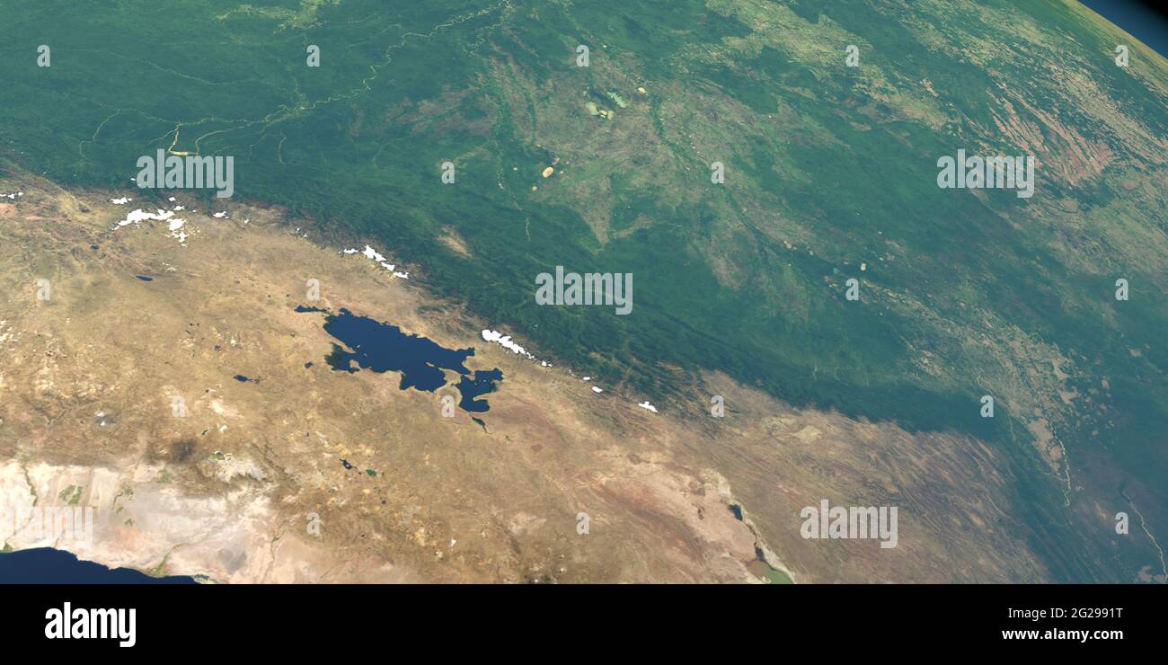 Lake Titicaca in planet earth, aerial view from space Stock Photo - Alamy