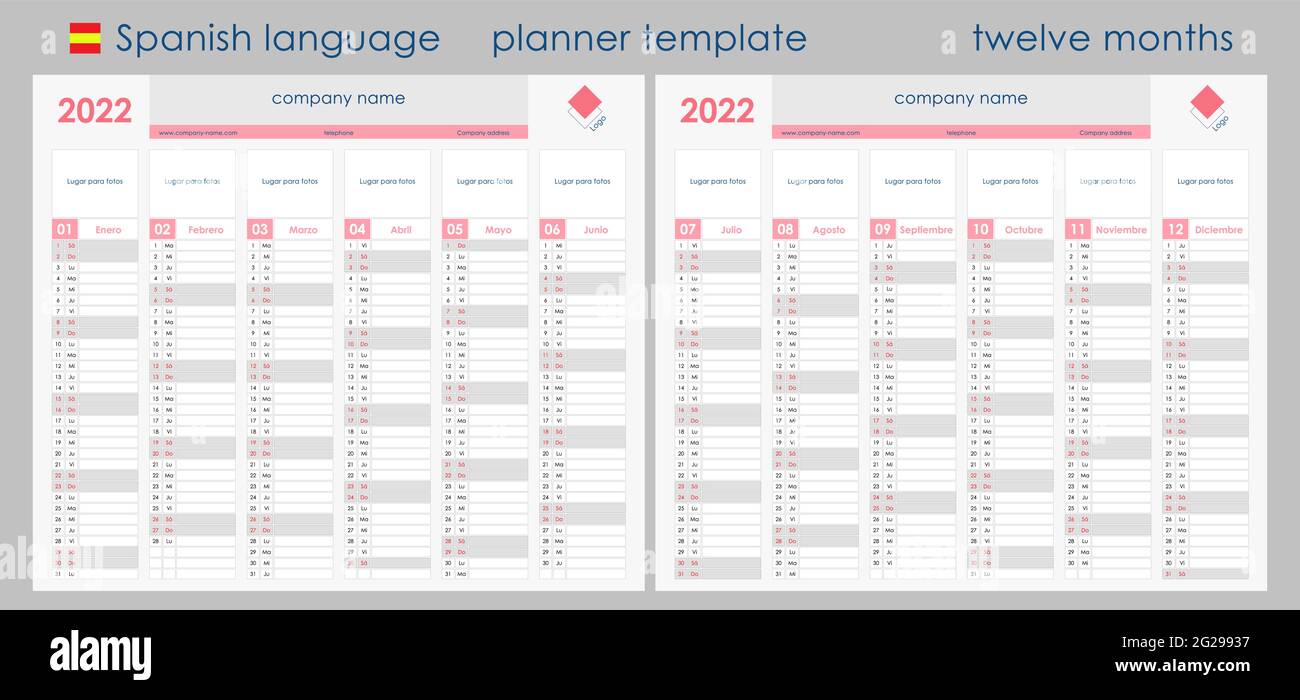 2022 Planner Calendar. Wall organizer, yearly planner template. Vector ...