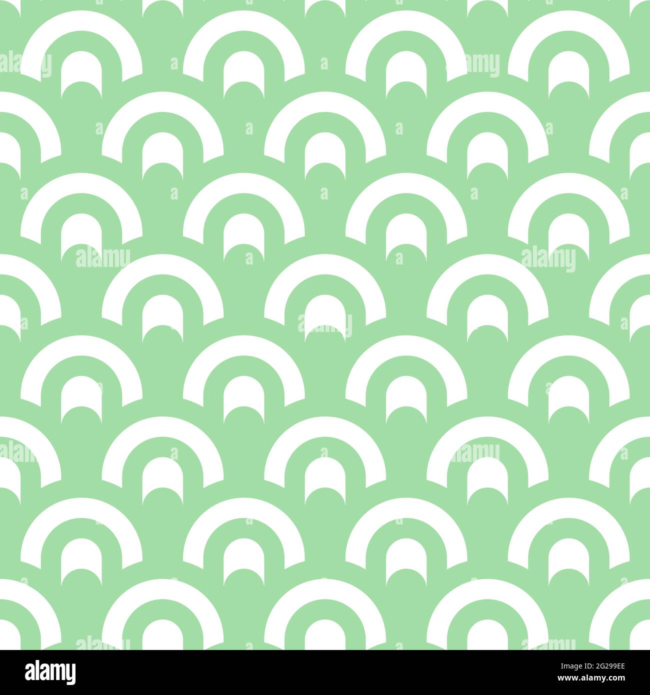 Seamless Japanese waves pattern. White, green repeating arches ...
