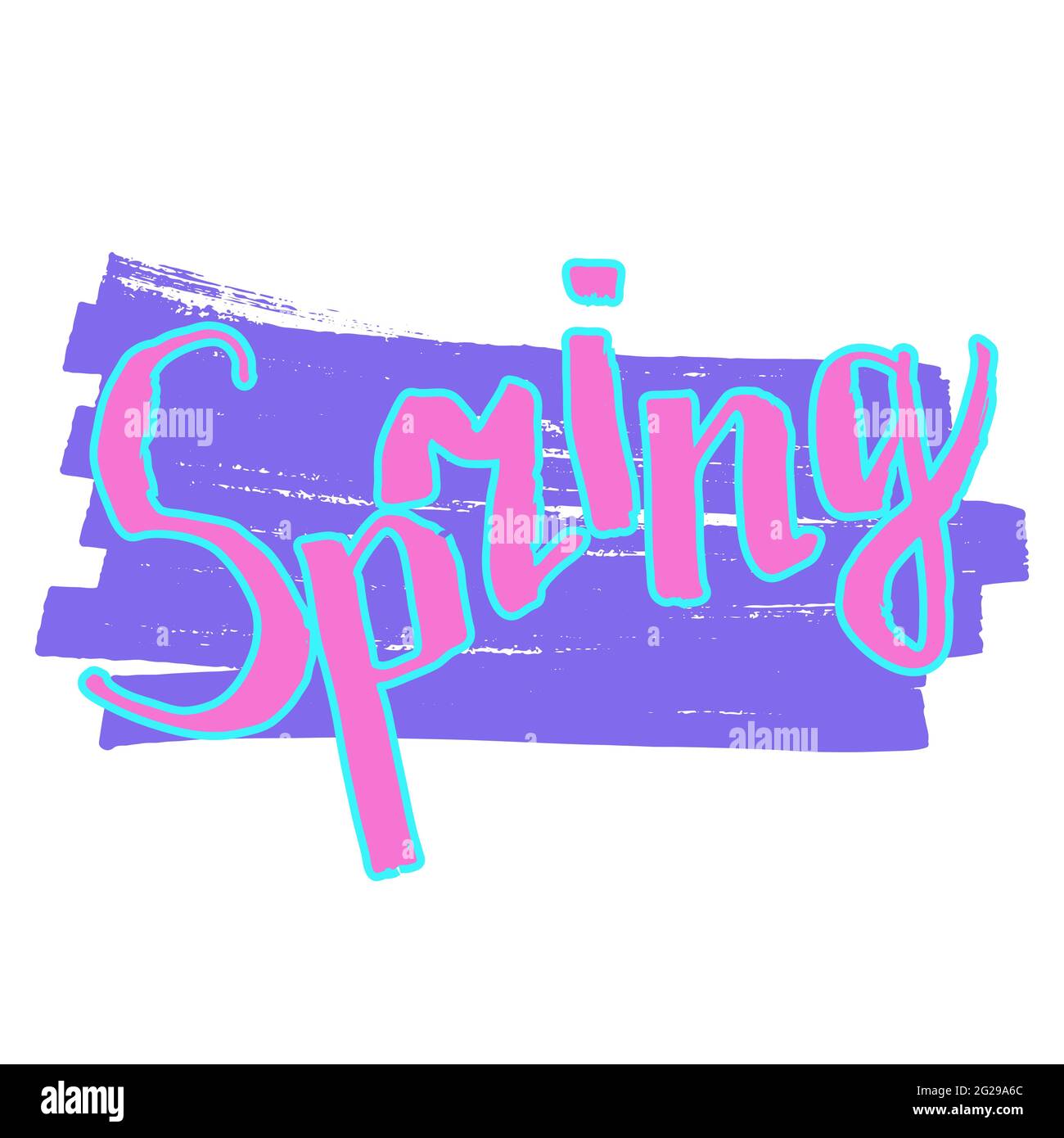 Lettering Spring. Word spring isolated on a white background. Color ...