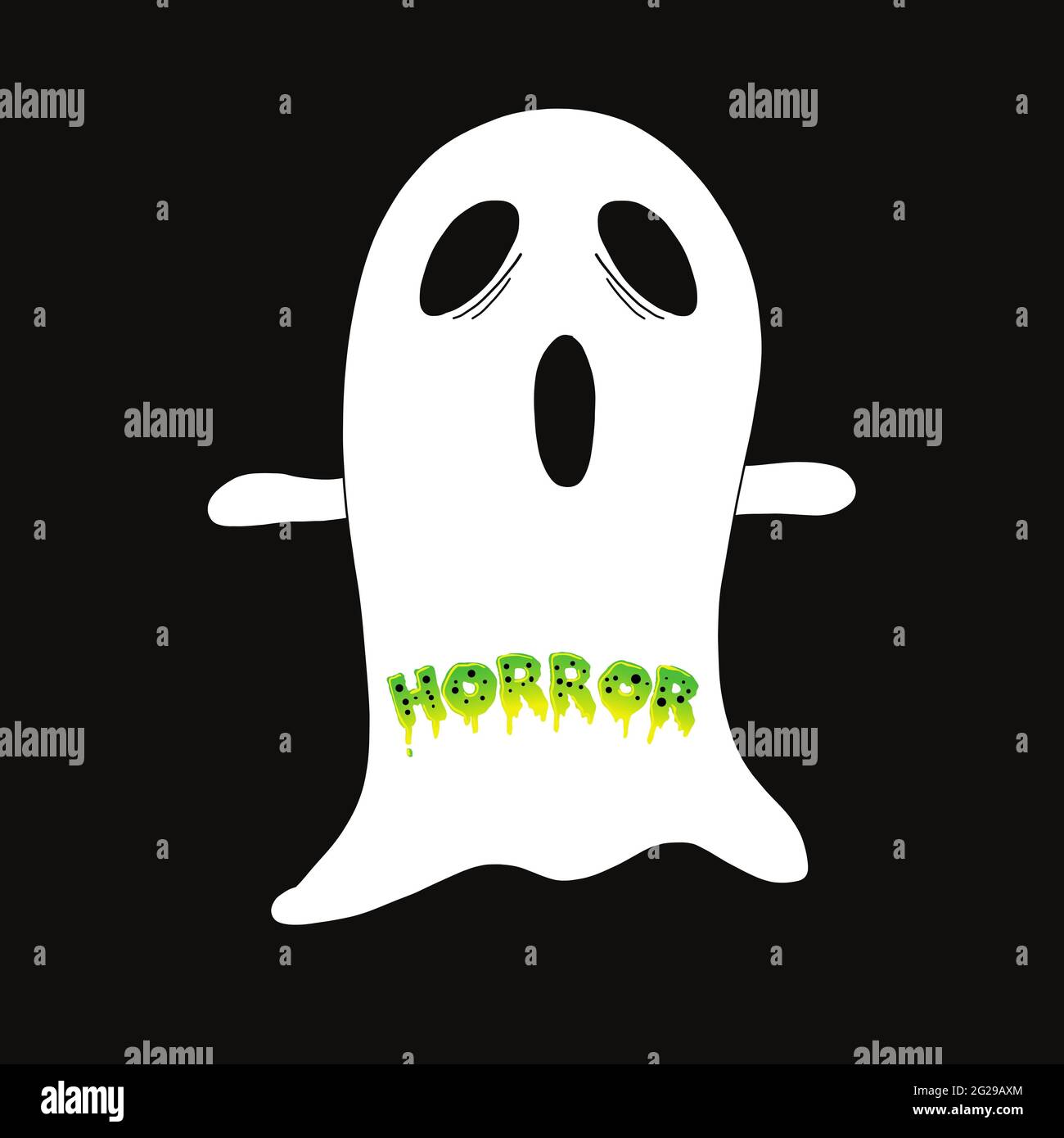 Illustration of a ghost with the words horror on a black backgro Stock ...
