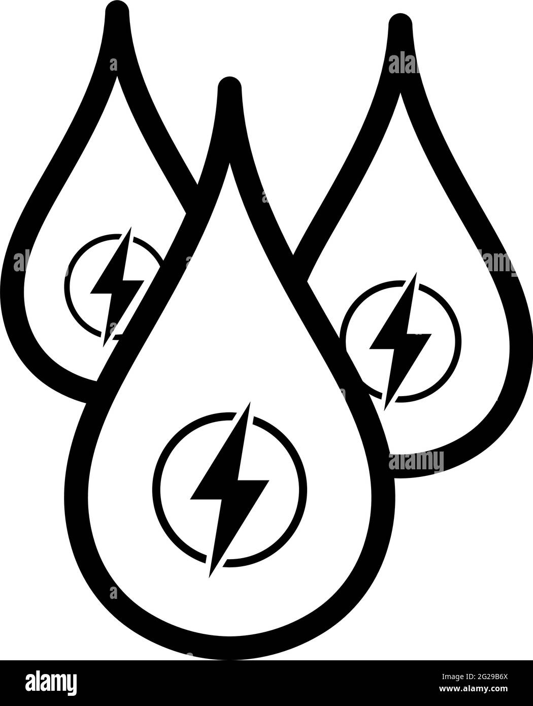 Hydro Energy Drops Icon. Bold outline design with editable stroke width ...