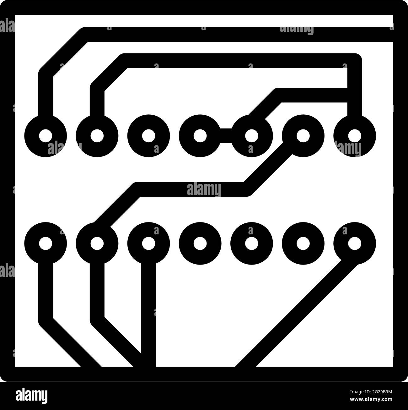 Circuit Board Icon. Bold outline design with editable stroke width ...
