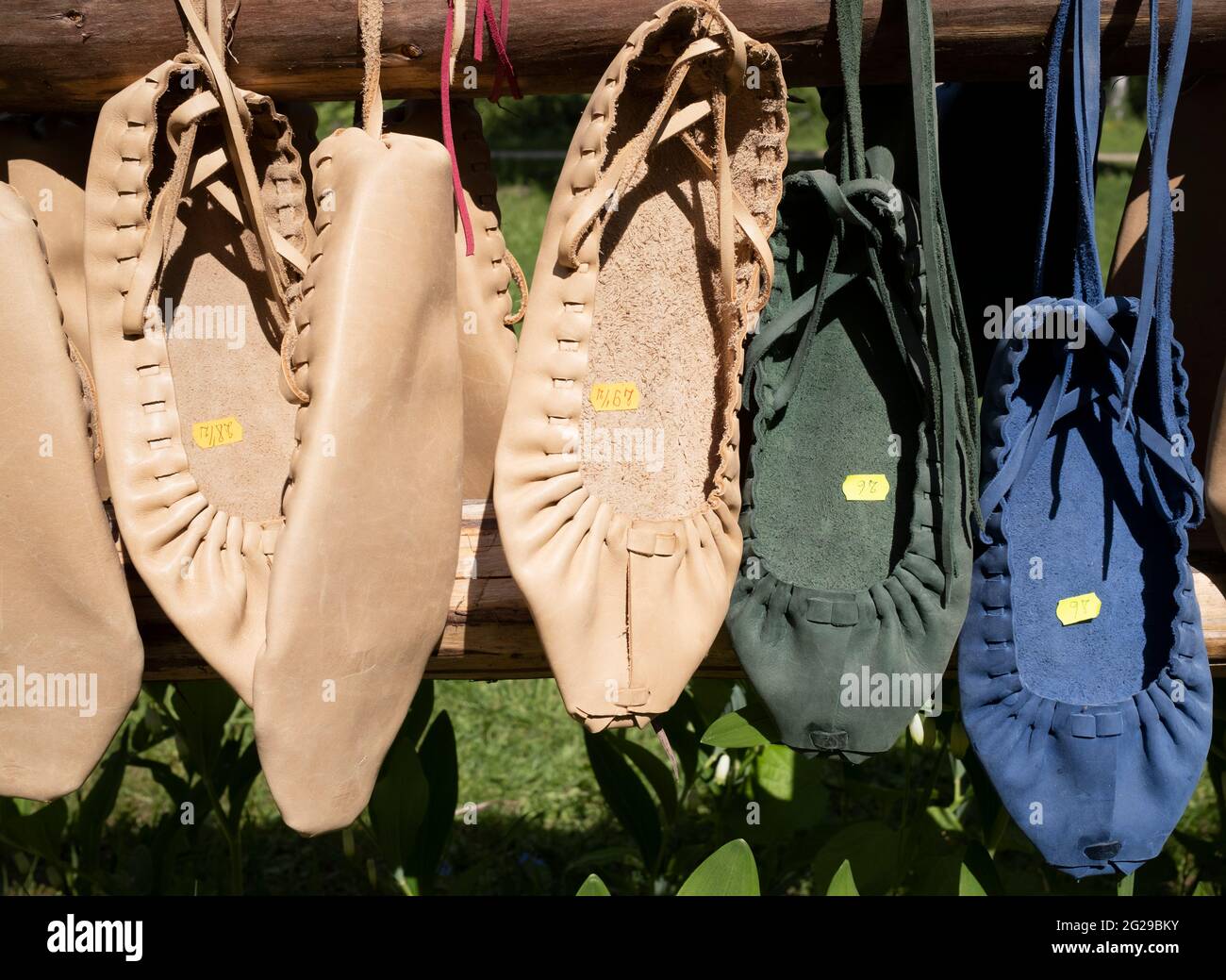 Traditional leather pastalas for folk dance hi-res stock photography ...