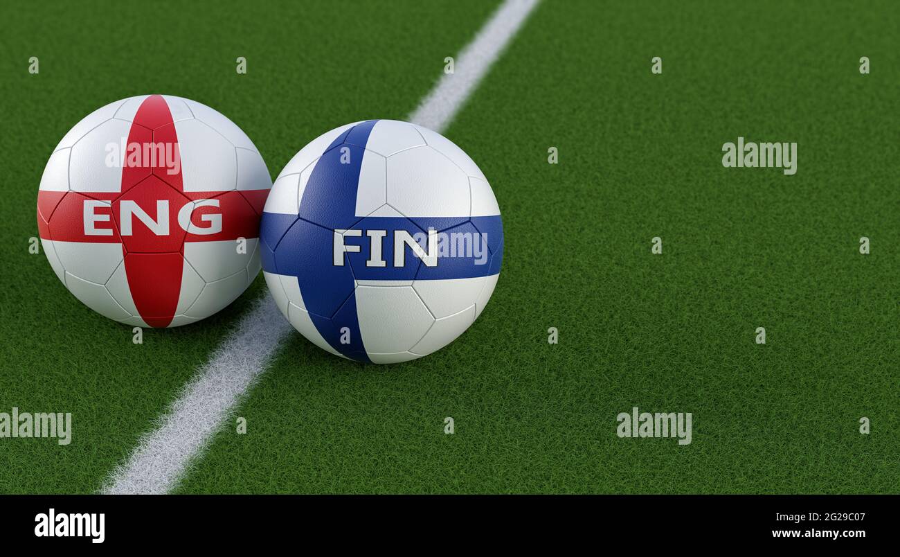 England vs. Finland Soccer Match - Leather balls in England and Finland ...