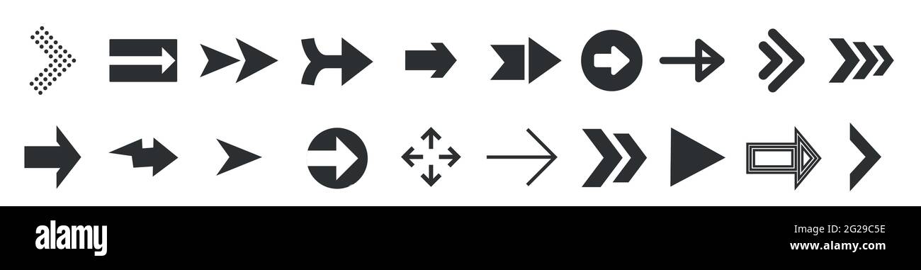 Arrows web collection on white. Modern graphic direction signs computer ...