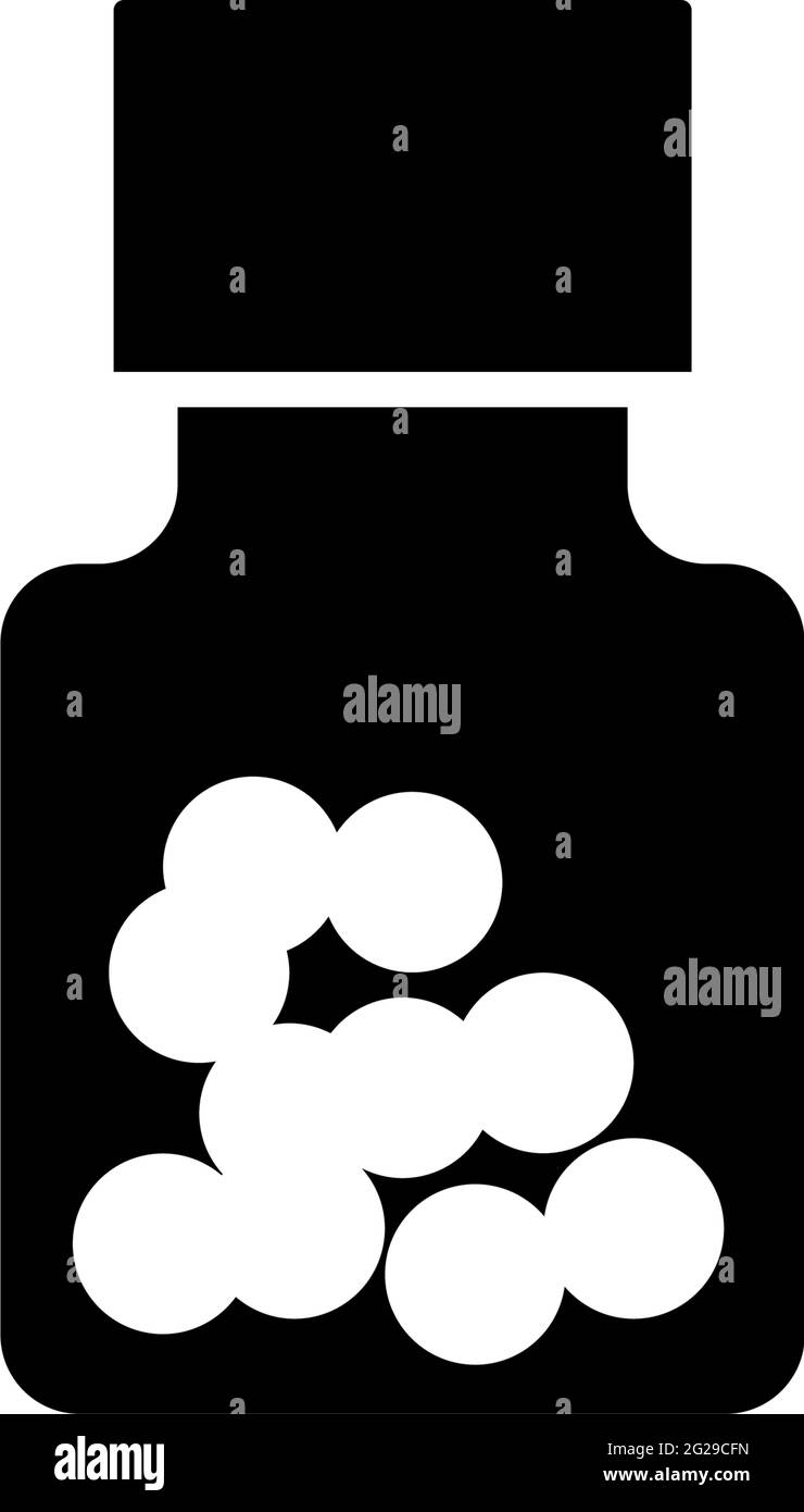 Medical Bottle with Pills, Medicine Vial. Flat Vector Icon illustration ...