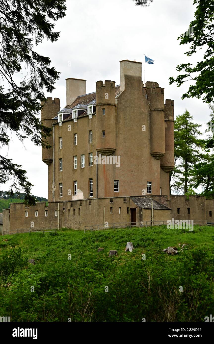 An exterior view of the historic castle building in the Royal Deeside ...