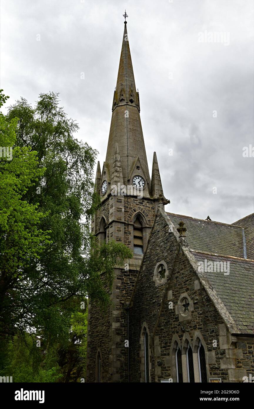 An exterior view of the architecture of a church building in the ...