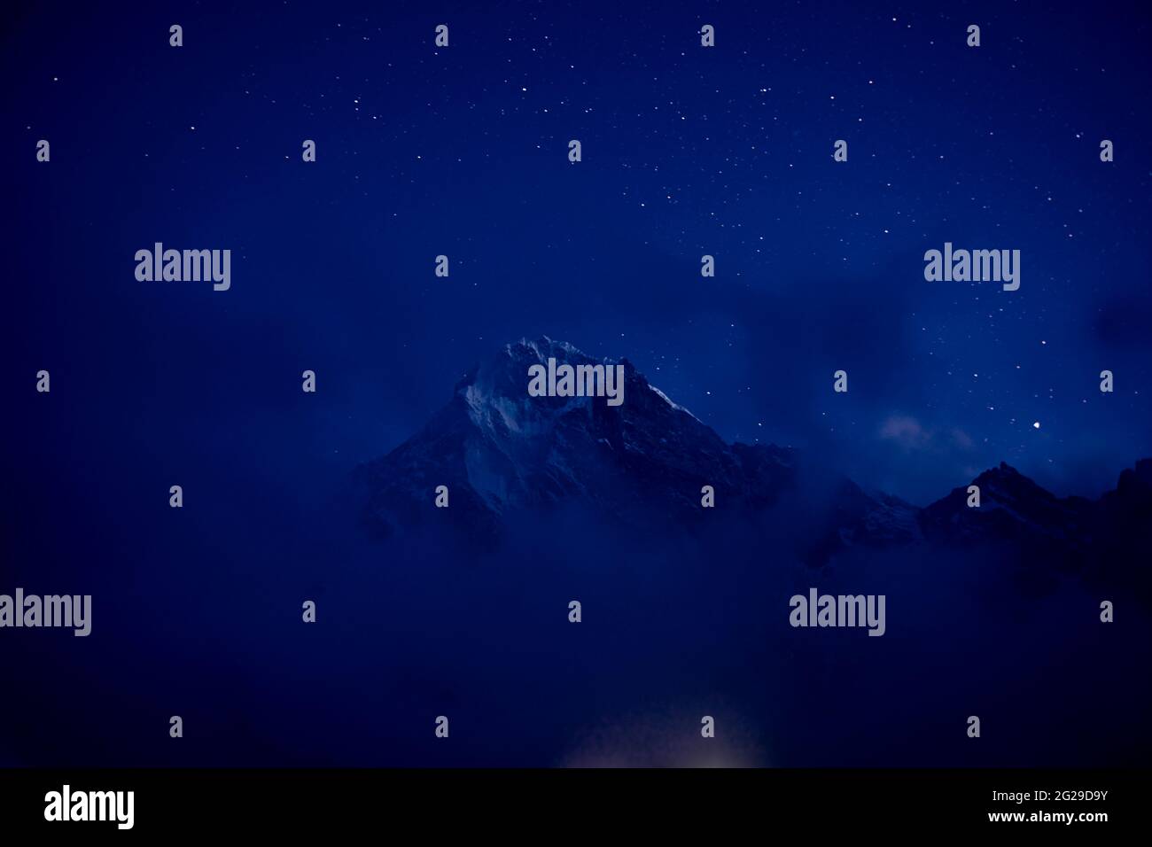 Cholatse Summit in the Himalayan Mountains at Nighttime, Nepal Stock ...