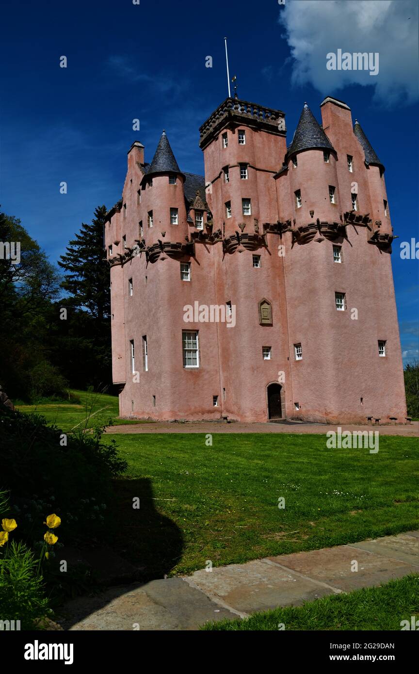 An exterior view of the historic Craigievar castle building near the ...