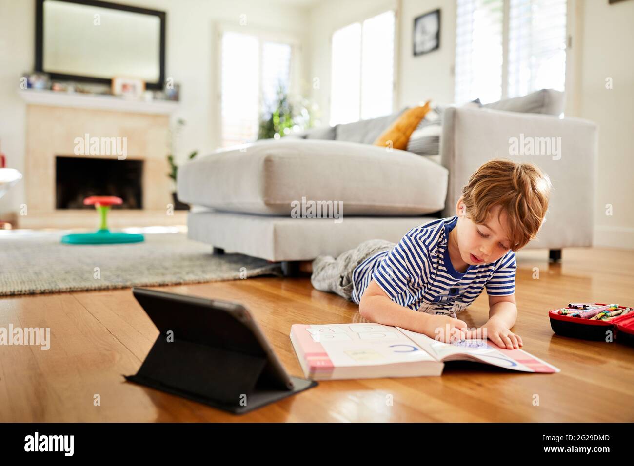 Boy coloring picture book hi-res stock photography and images - Alamy
