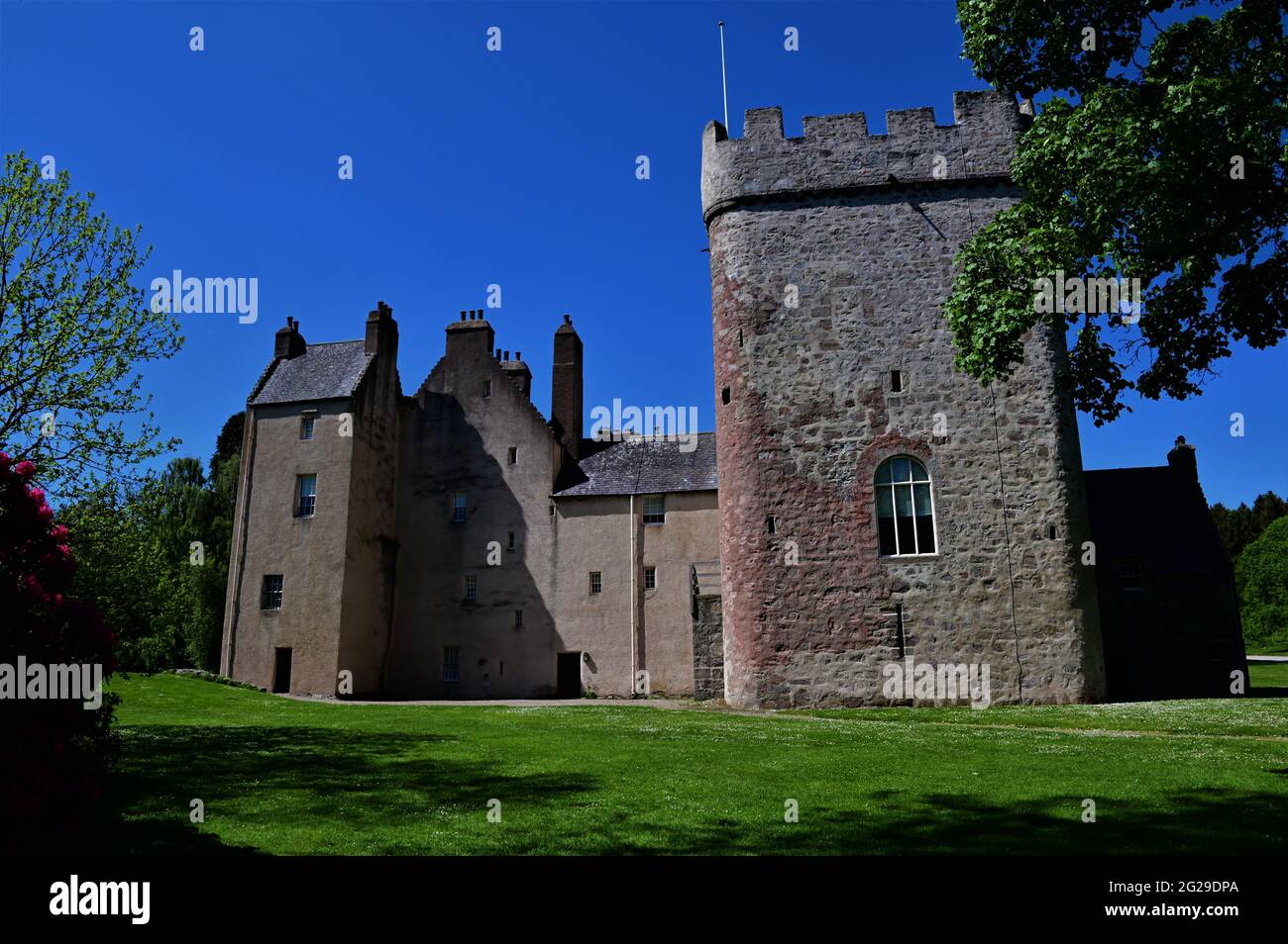 An exterior view of the historic Drum castle building in the Royal ...