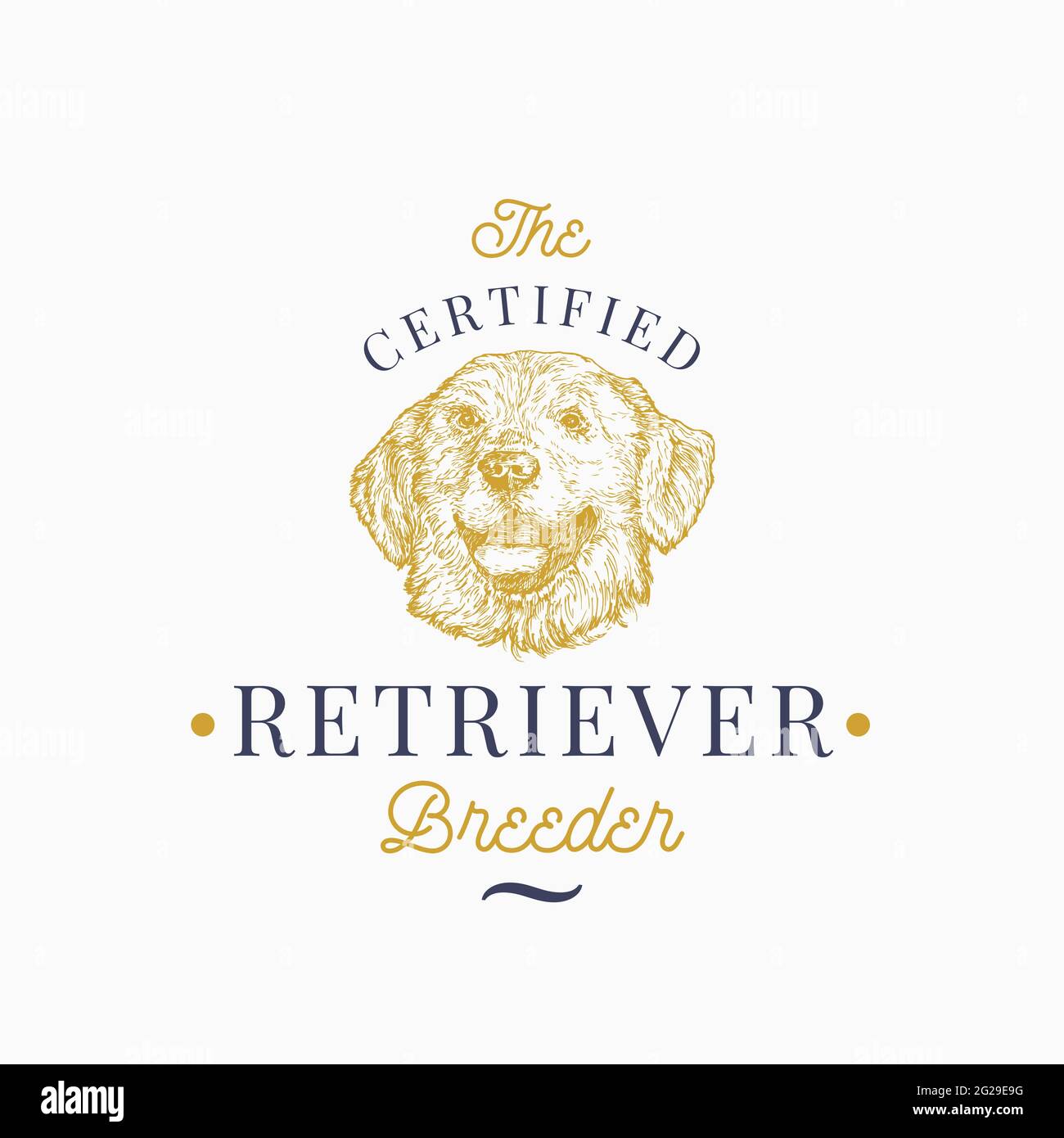 Dog Breeder Badge or Logo Template. Hand Drawn Golden Retriever Breed ...