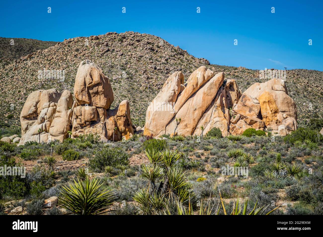 Balancing desert rocks in Joshua National Park, California Stock Photo ...