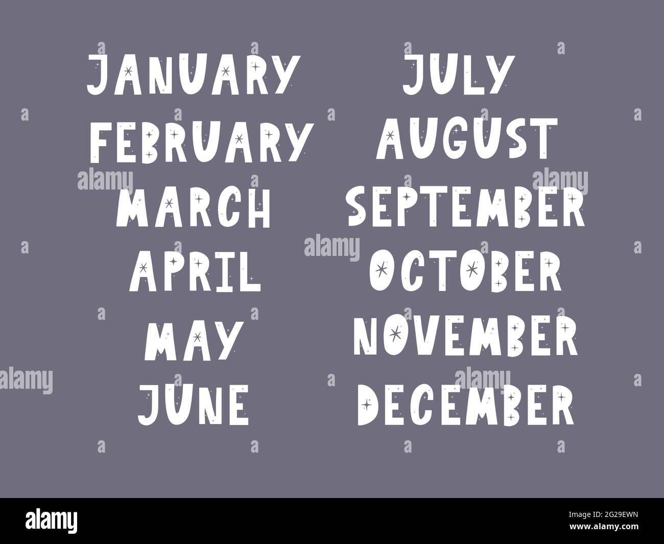 Handwritten names of months: December, January, February, March, April ...