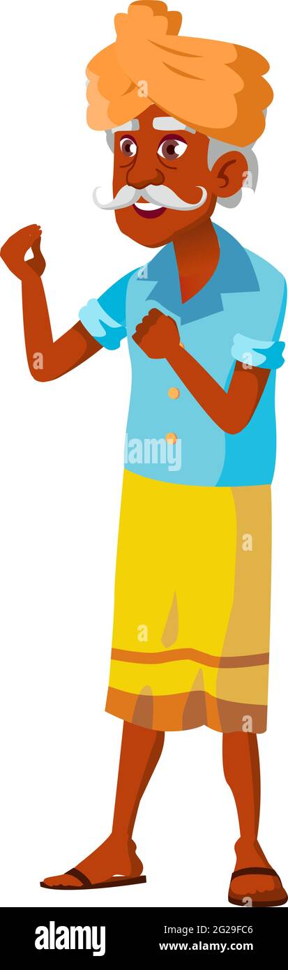 indian mature age man discussing with friend in park cartoon vector ...