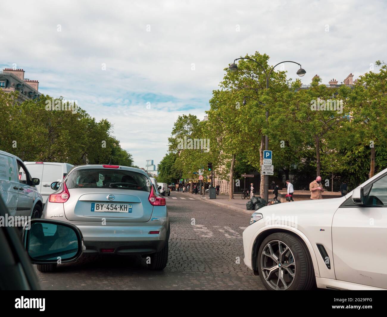 Paris, France May 2021. Traffic in the jammed French capital, Paris ...