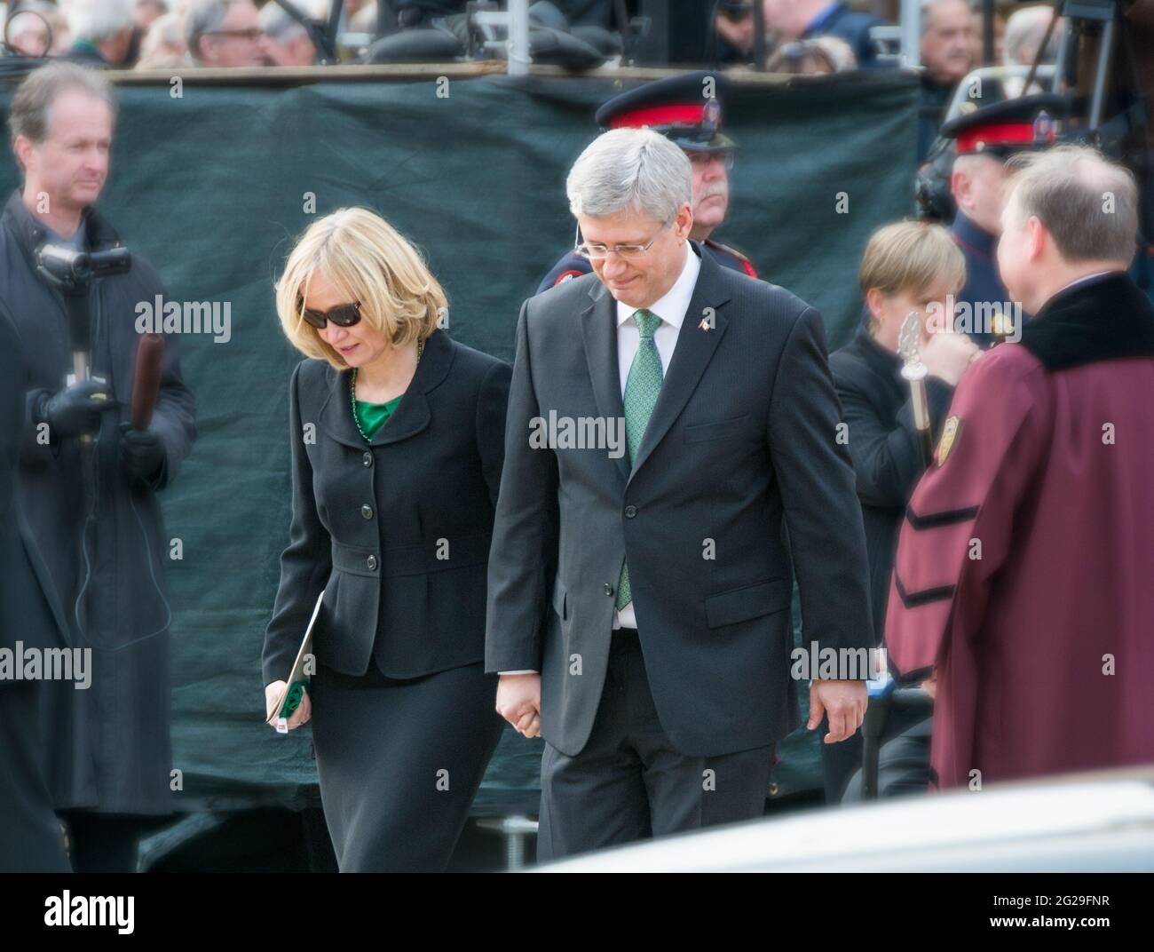 Stephen Harper and his wife Laureen Harper waiting and getting to their ...