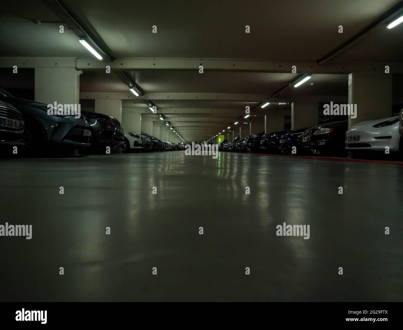 garage underground parking photo from the bottom of the road, there are ...