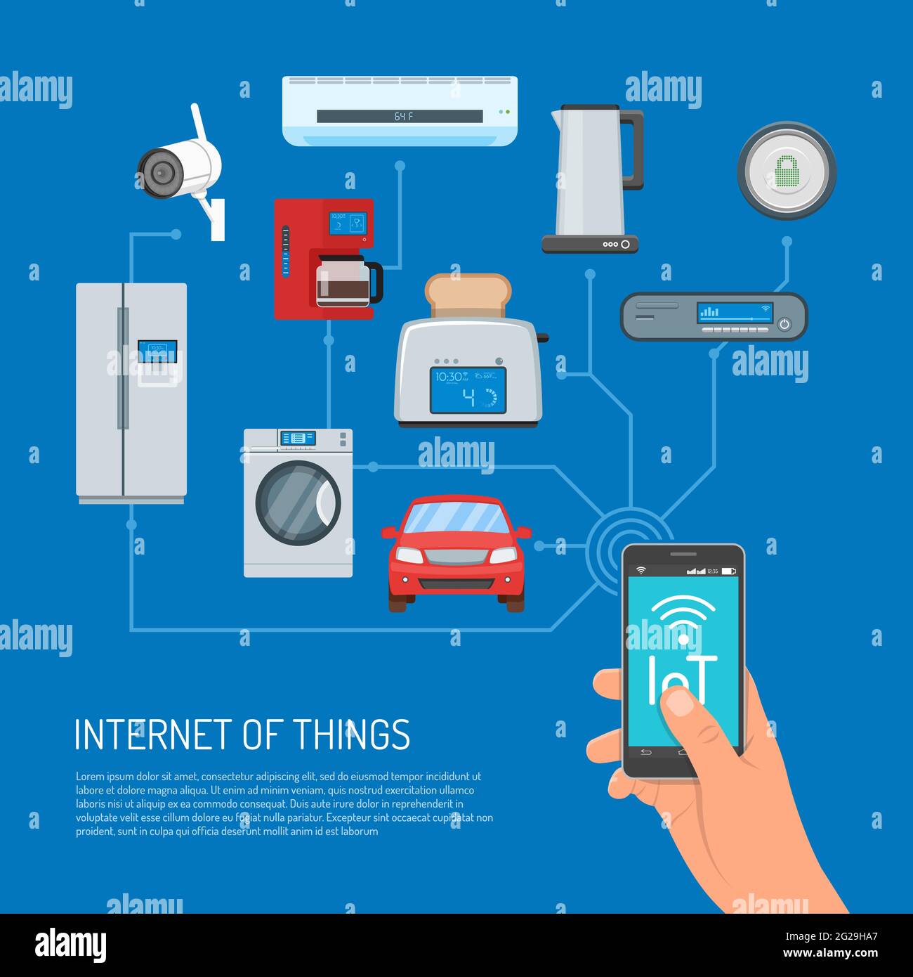 Internet of Things vector concept illustration in flat design Stock ...