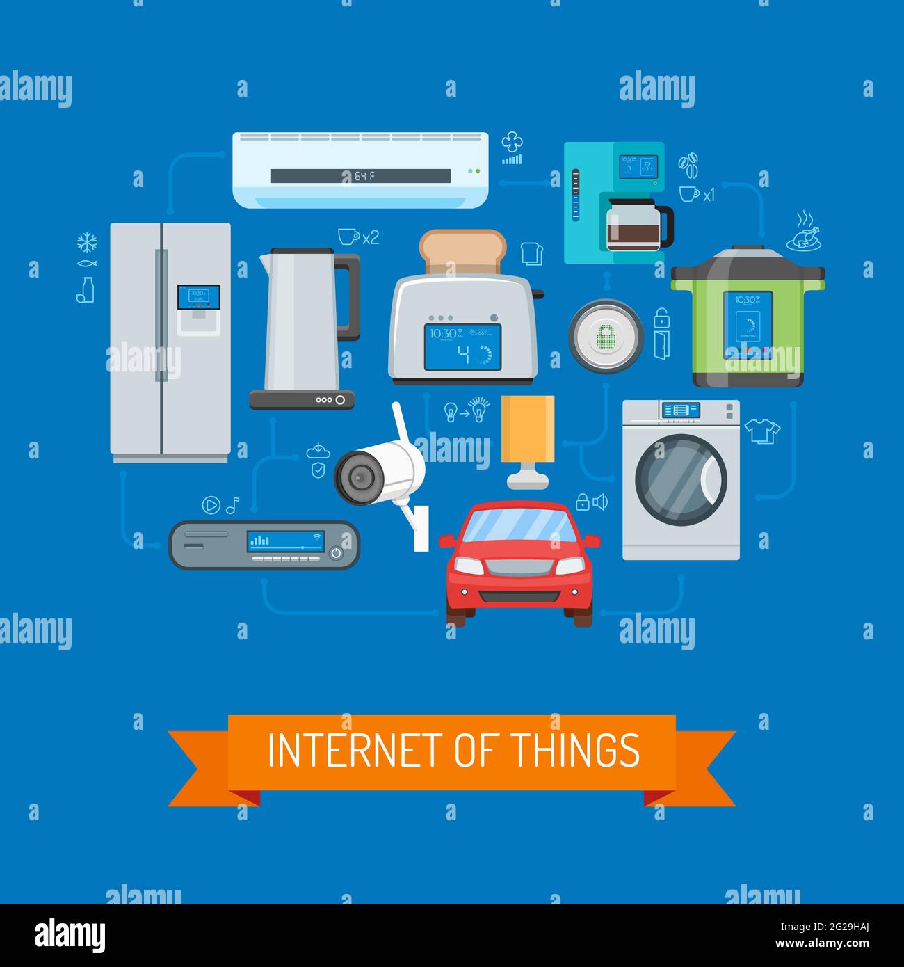 Internet of Things vector concept illustration in flat design Stock ...