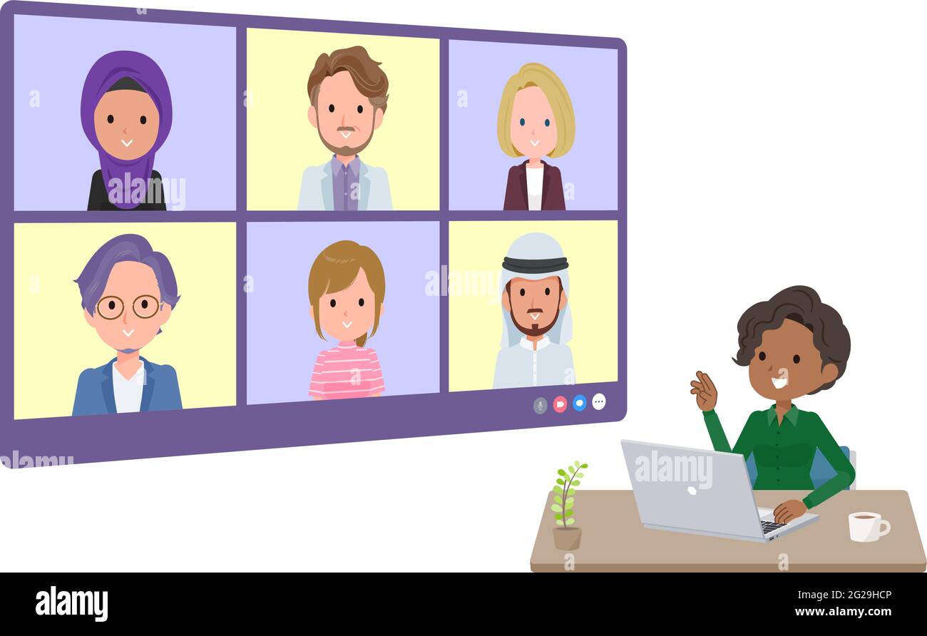 Woman having video conference Stock Vector Images - Alamy