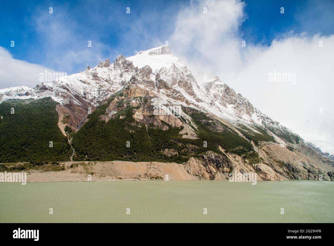 Cerro Solo mountain and Laguna Torre lake in National Park Los ...