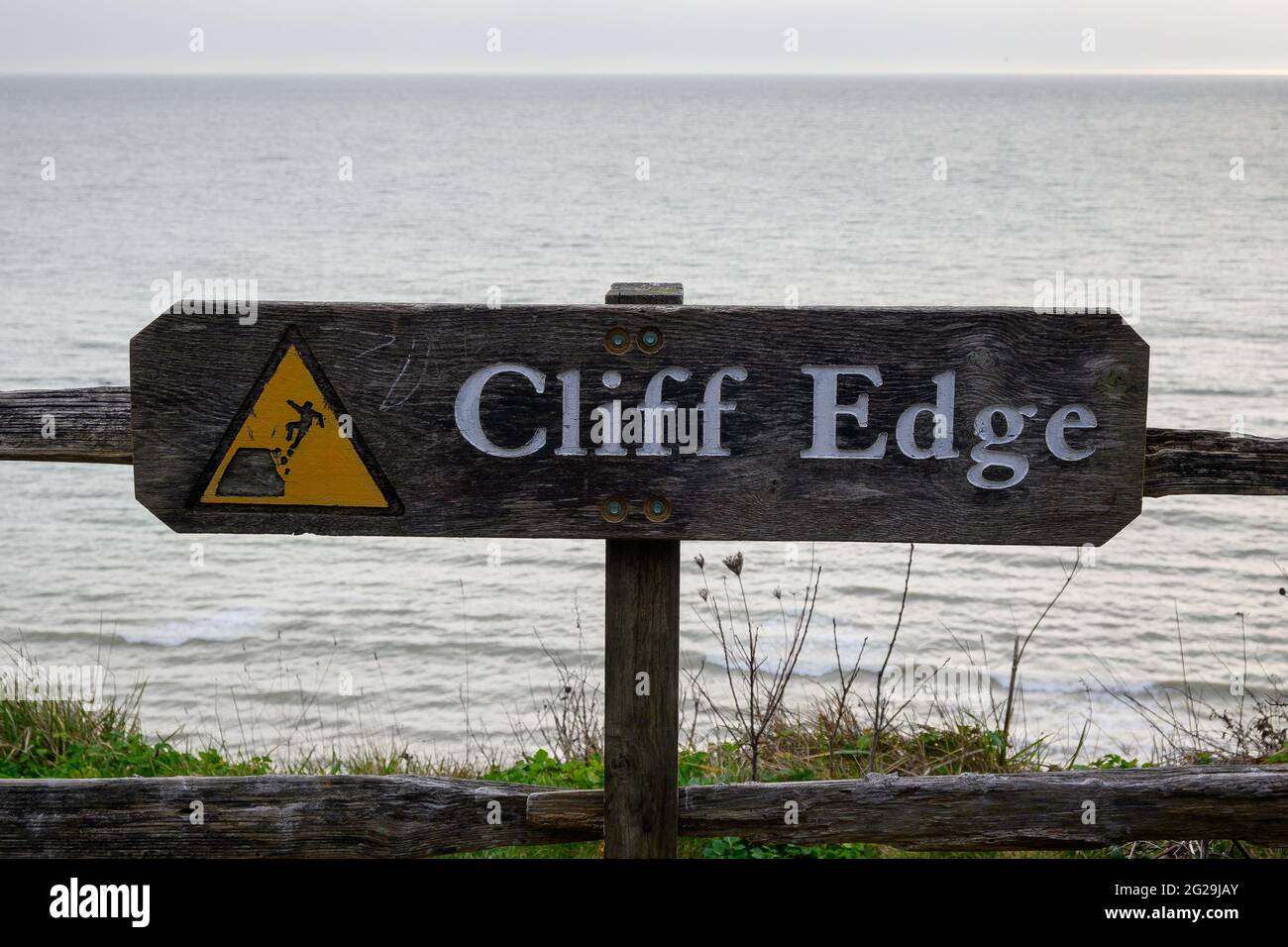 Danger Warning Sign Fence Cliff High Resolution Stock Photography and ...