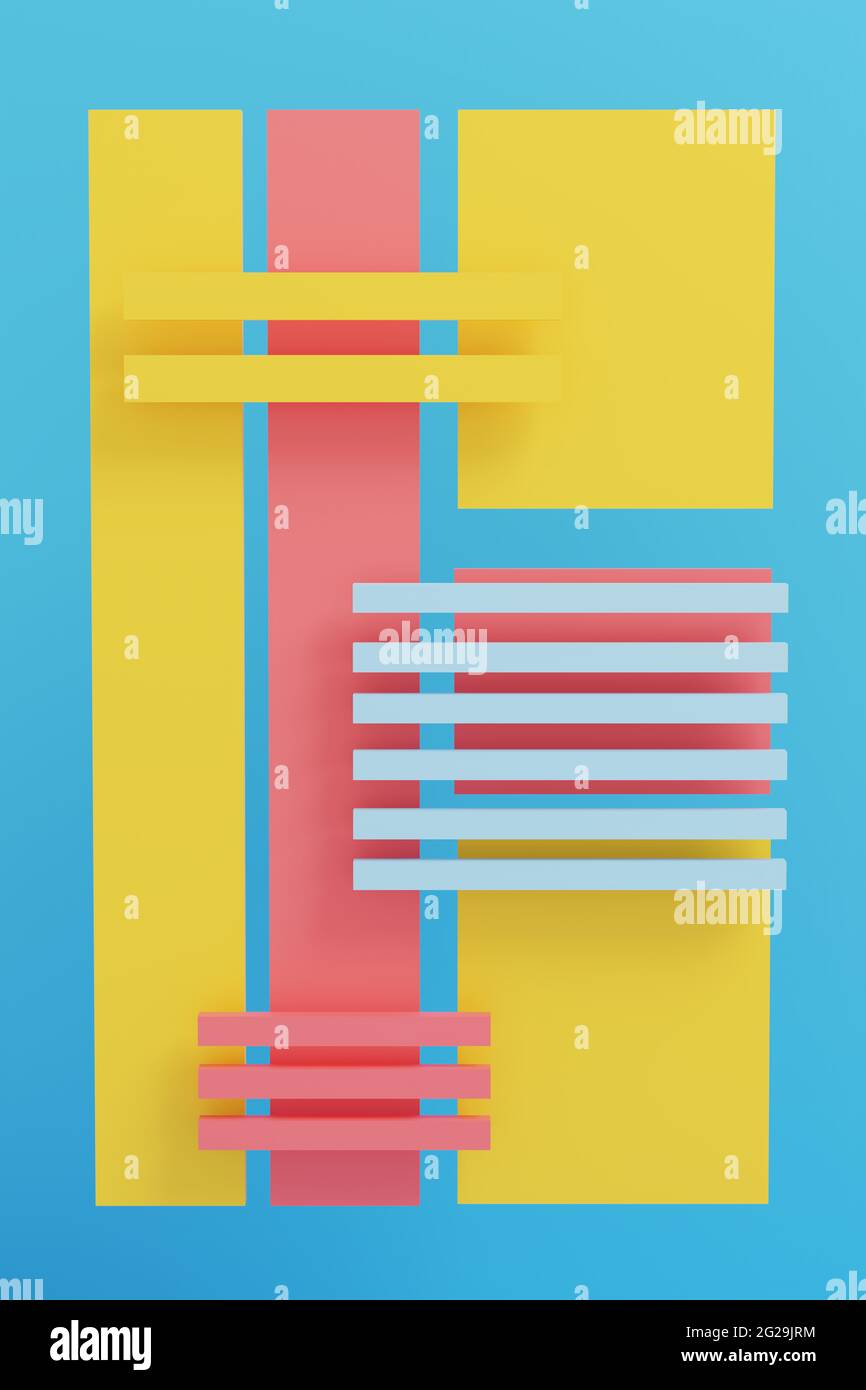 Minimal 3D illustration of colorful rectangles Stock Photo - Alamy