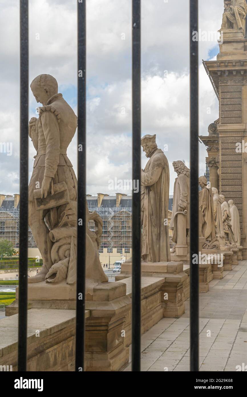Paris, France - 21 05 2021: Louvre Museum. Denon wing. The alleys with ...