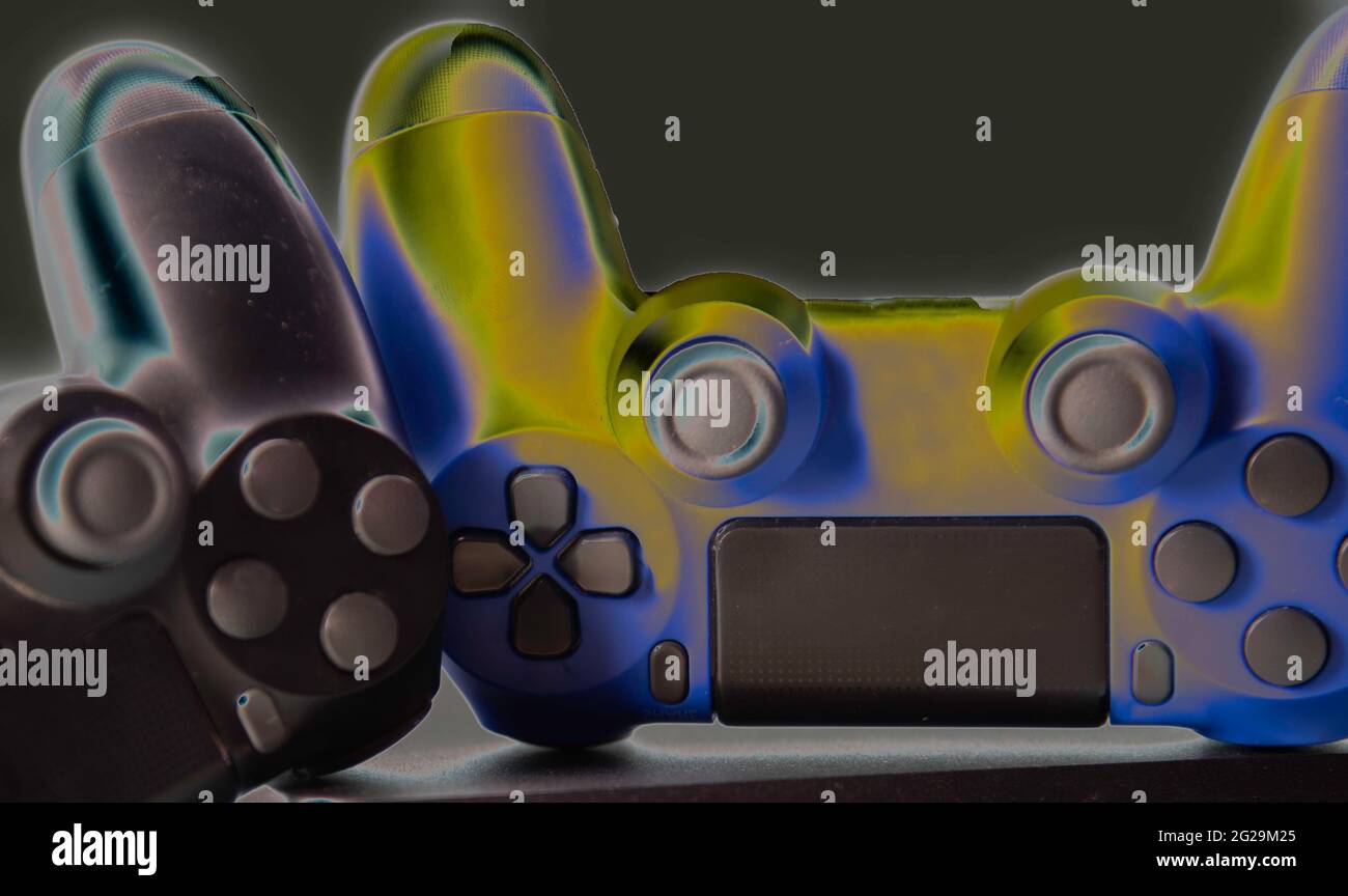 Modern and wireless electronic game controllers. Video game control ...