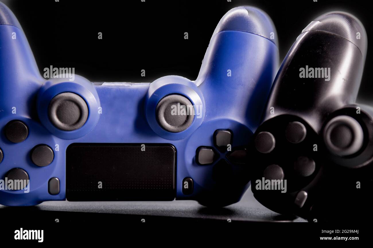 Modern and wireless electronic game controllers. Video game control ...